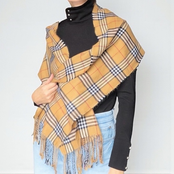 Accessories | Scottish Cashmere Tan And Black Plaid Tartan Scarf | Poshmark